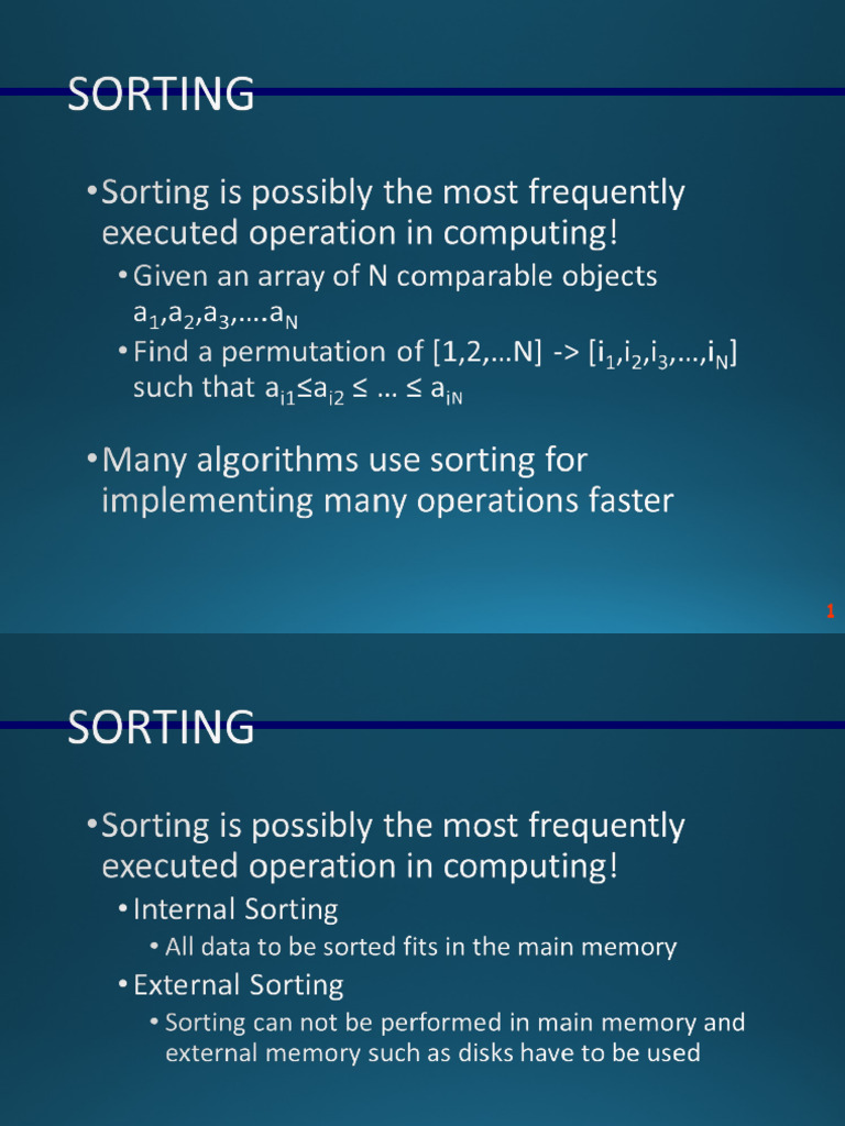 12 Sorting1 Pdf Algorithms And Data Structures Algorithms