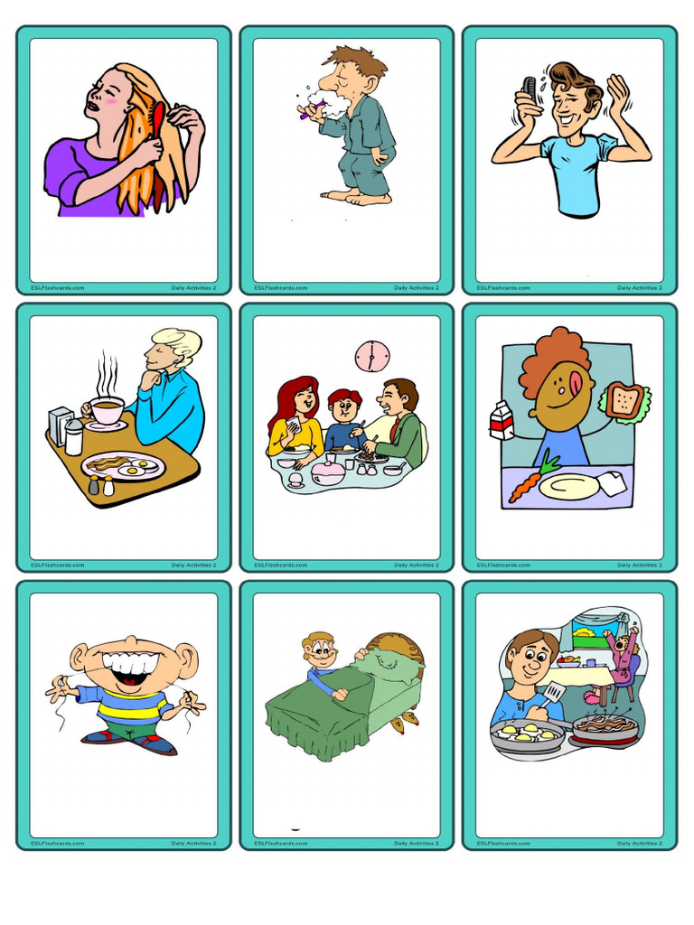 Daily Routine Flashcards | PDF