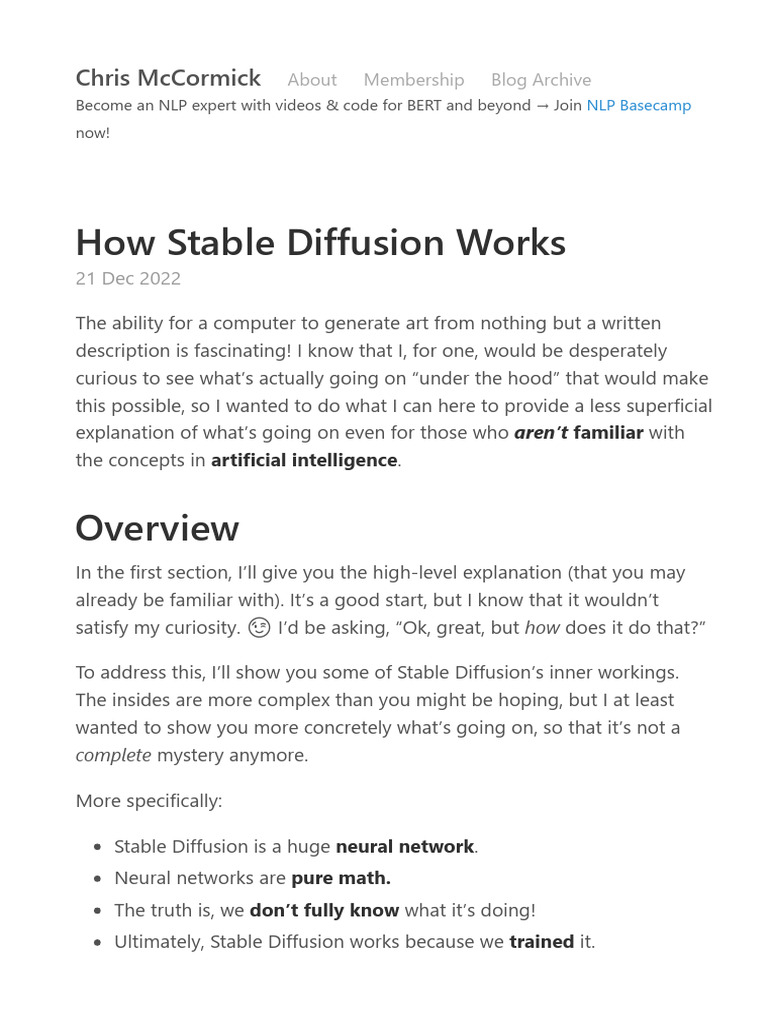 McCormick How Stable Diffusion Works Dec 2022 | PDF | Matrix (Mathematics) | Rgb Color Model