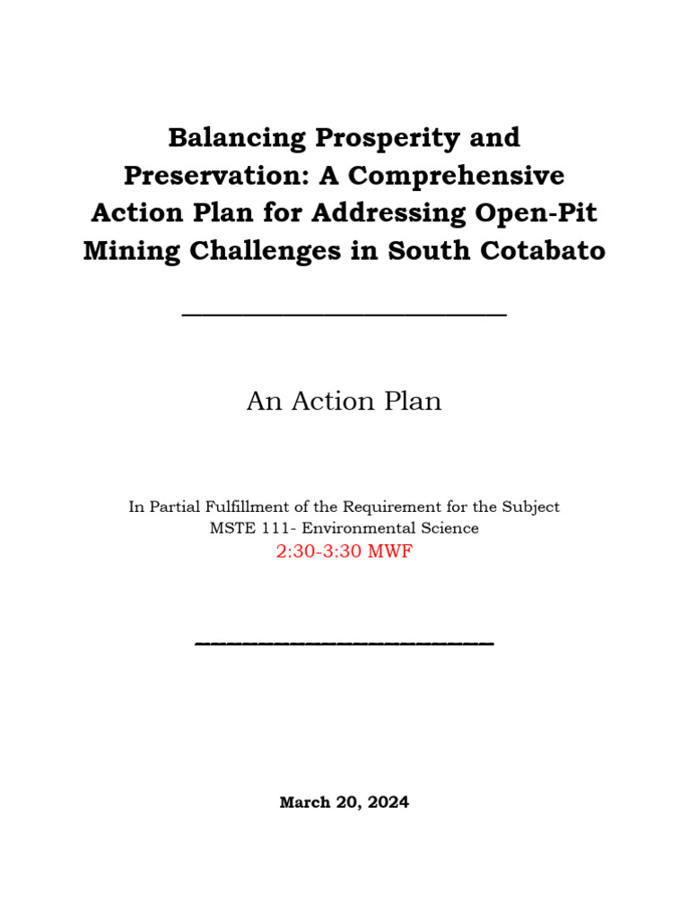 Action Plan Cover Page IMMAPI | PDF