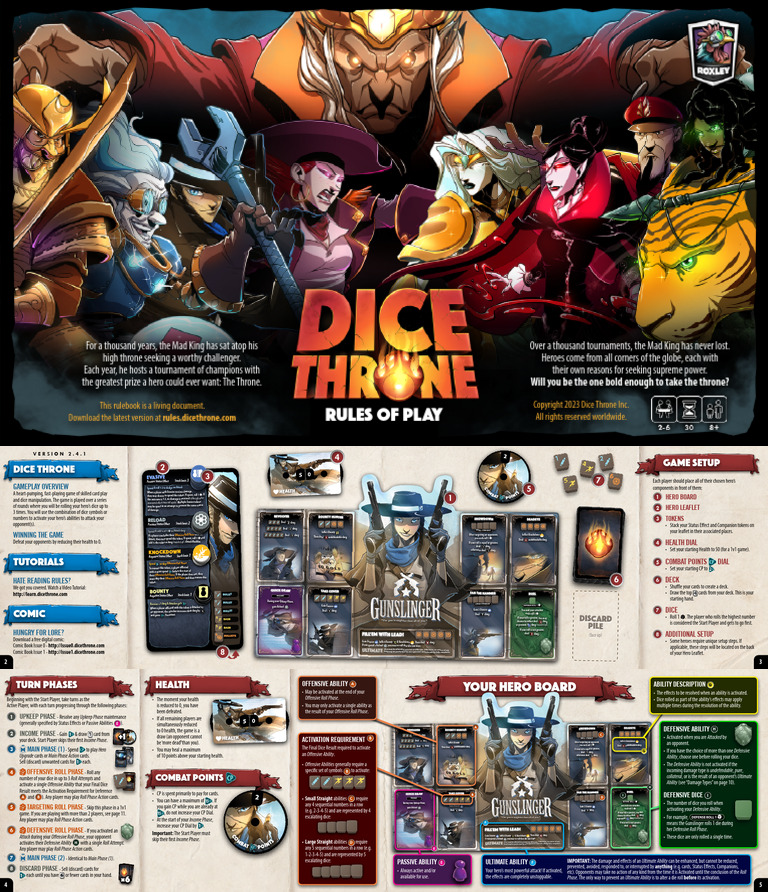 Dice Throne Rulebook - v2.4.1 - 2023.05.10 | PDF | Tabletop Games | Gaming