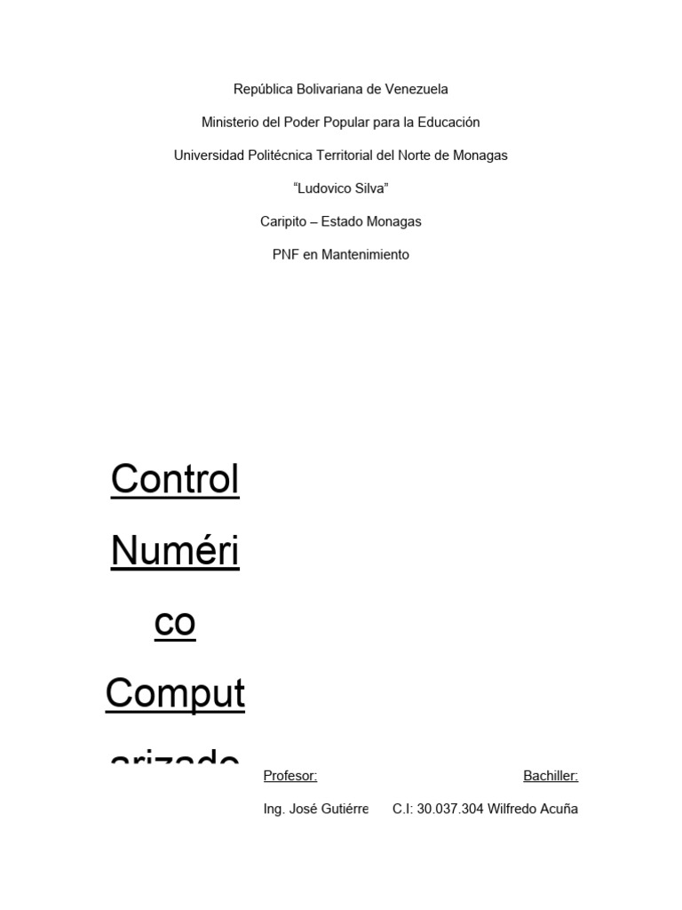 Control Numerico Computarizado | PDF | Control numerico | Sector secundario de la economía