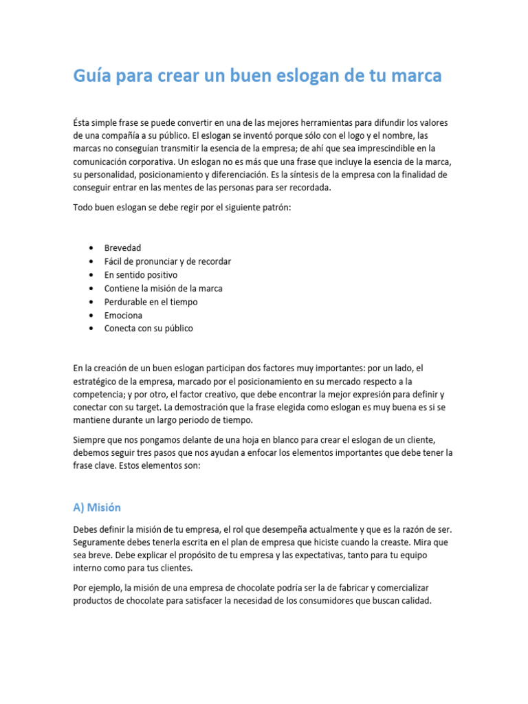Guía para Crear Un Buen Eslogan de Tu Marca | PDF | Marca | Business