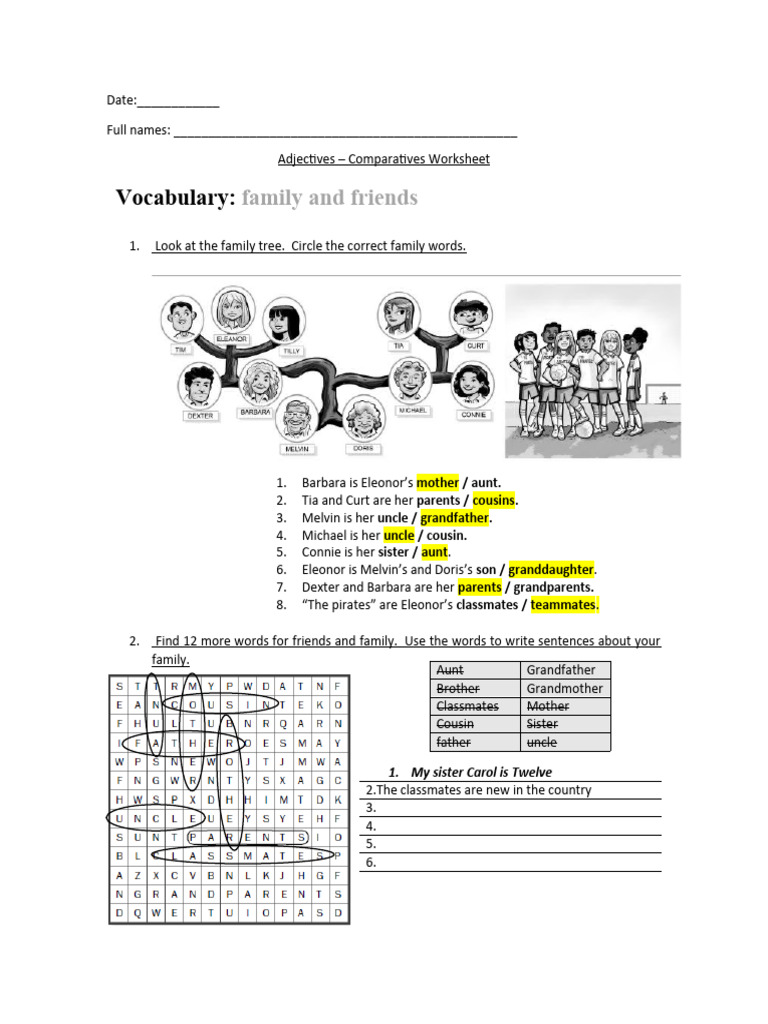 Worksheet Family - Do - Comparatives | PDF | Grandparent | Living ...