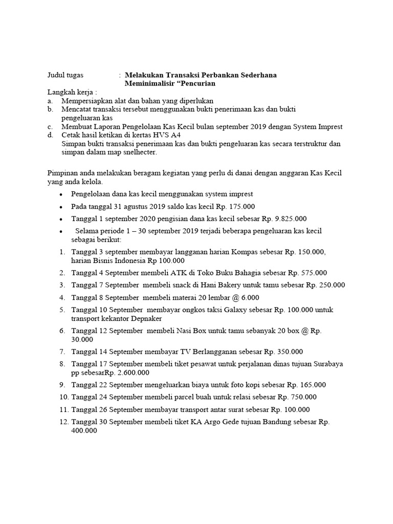 Soal Praktek Otk Keuangan Kelas XII | PDF