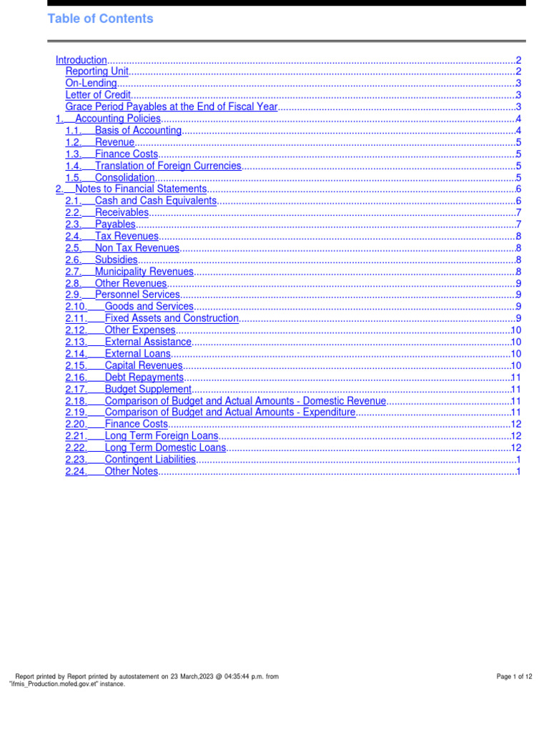 Ethiopia Federal Government Financial Report | PDF | Expense | Taxes