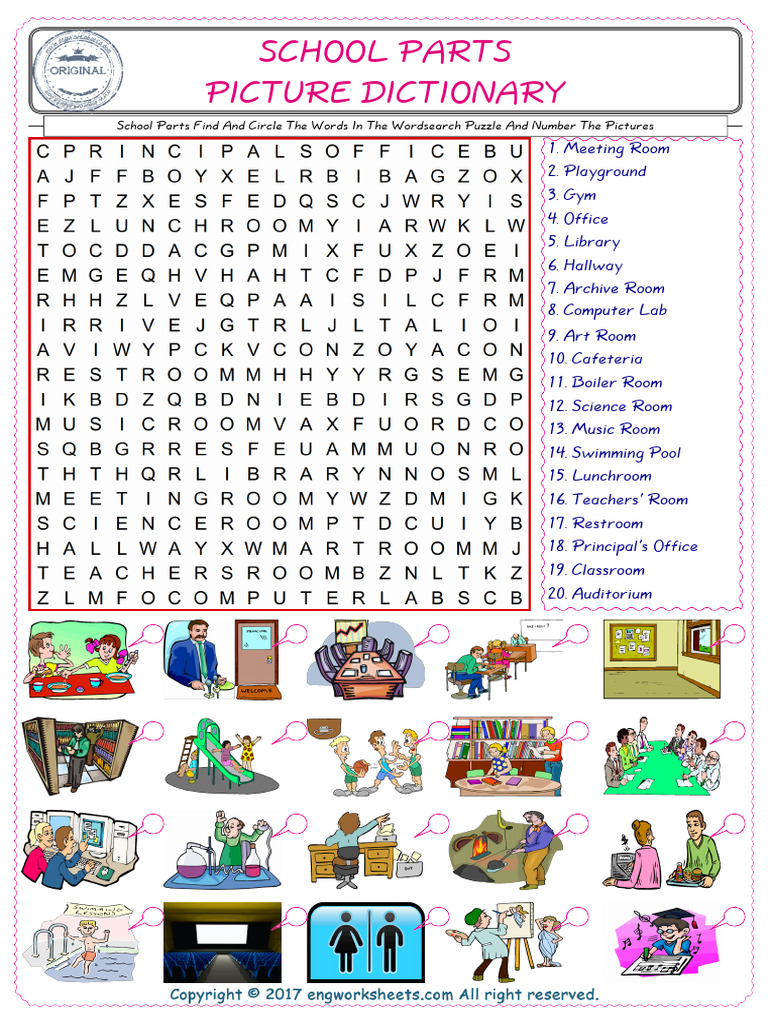 School Parts Find and Circle The Words in The Wordsearc | PDF | Word ...