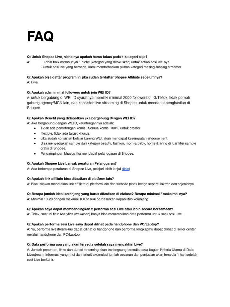 Shopee MCN - Faq | PDF