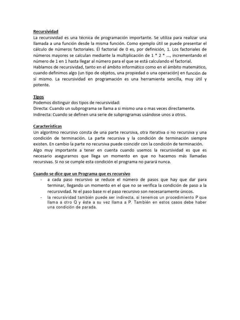 Recursividad | Descargar gratis PDF | Recursividad | Matemáticas Aplicadas