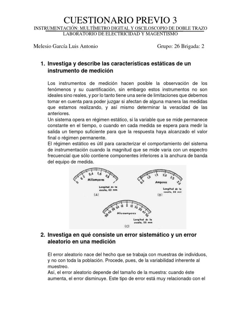 Previo 3 | PDF | Corriente eléctrica | Medición