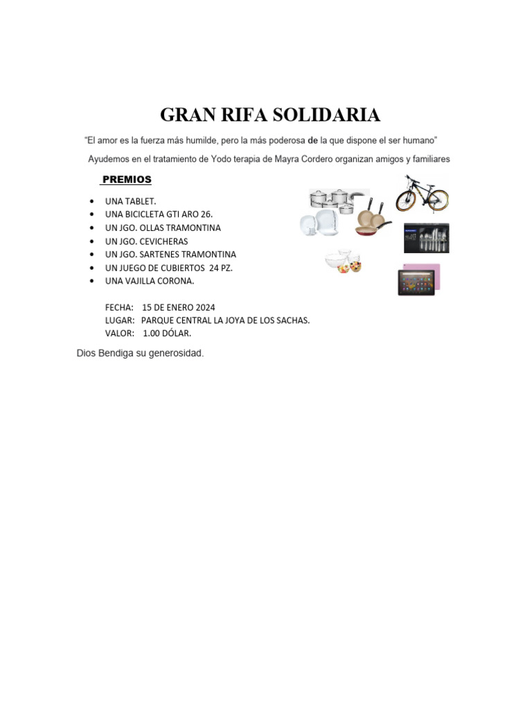 Gran Rifa Solidaria | PDF