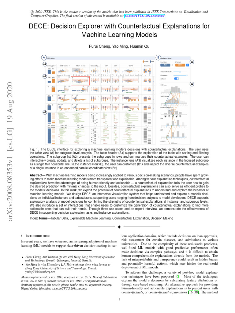 DECE: Decision Explorer With Counterfactual Explanations For Machine Learning Models | PDF ...