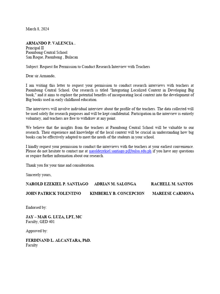 REQUEST LETTER Research | PDF