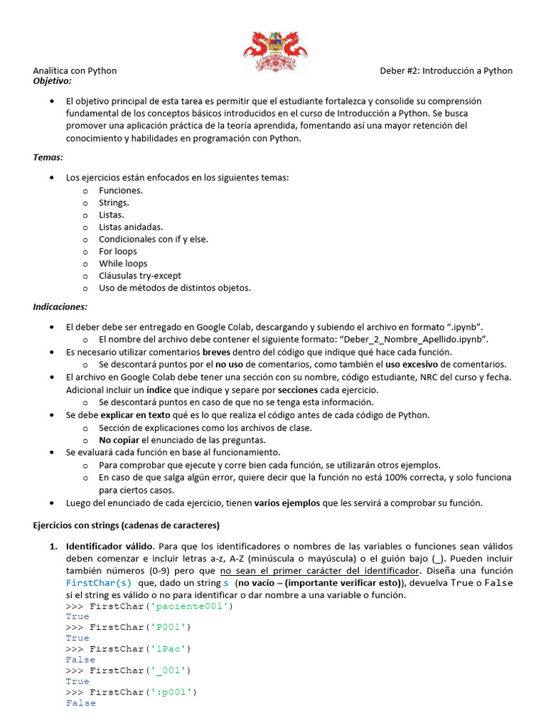 Deber #2 | PDF | Python (lenguaje de programación) | Adn