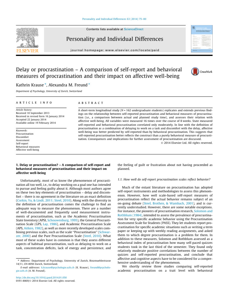 Krause (2014) | PDF | Procrastination | Professional Skills