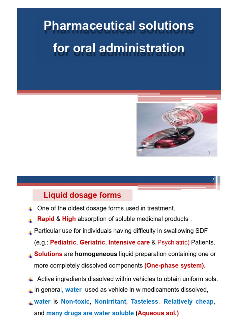 Oral Solutions | PDF | Solubility | Pharmaceutical Formulation