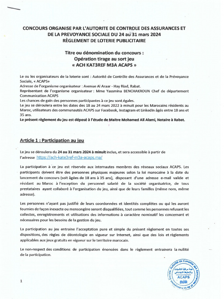 Reglement Concours ACAPS | PDF