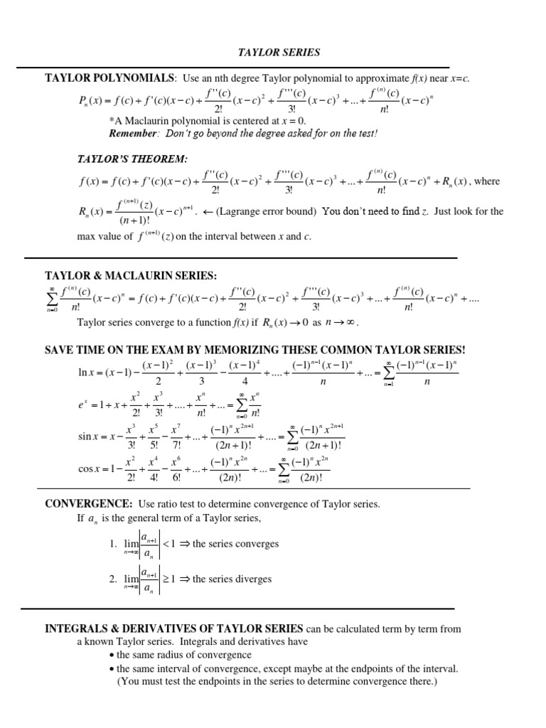 Unit 10 - Review | PDF | Power Series | Calculus