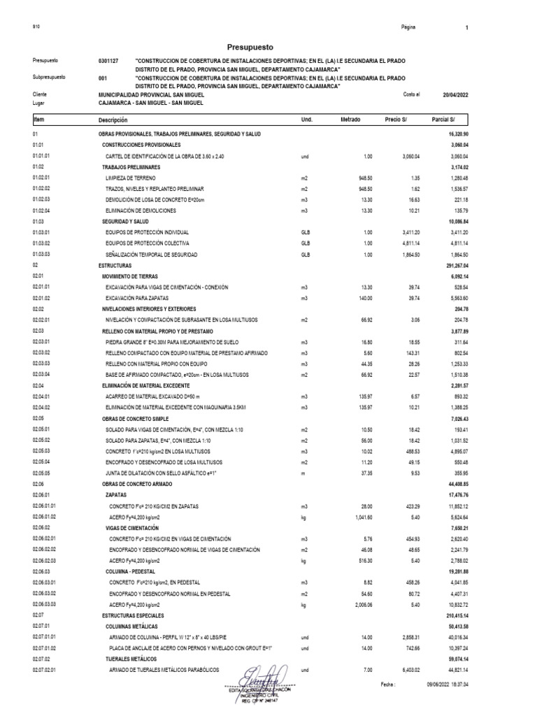 Presupuestoel Prado 20220809 190001 403 | PDF | Fundación (Ingeniería ...