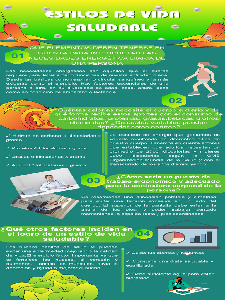 Infografía - Estilos de Vida Saludable. GA5-230101507-AA2-EV01 | PDF | Caloría | Dieta
