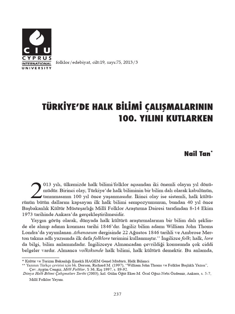 T - RK - Ye - de Halk B - L - M - Ali - Malarinin 100. Yilini Kutlarken (#274275) - 255455 | PDF