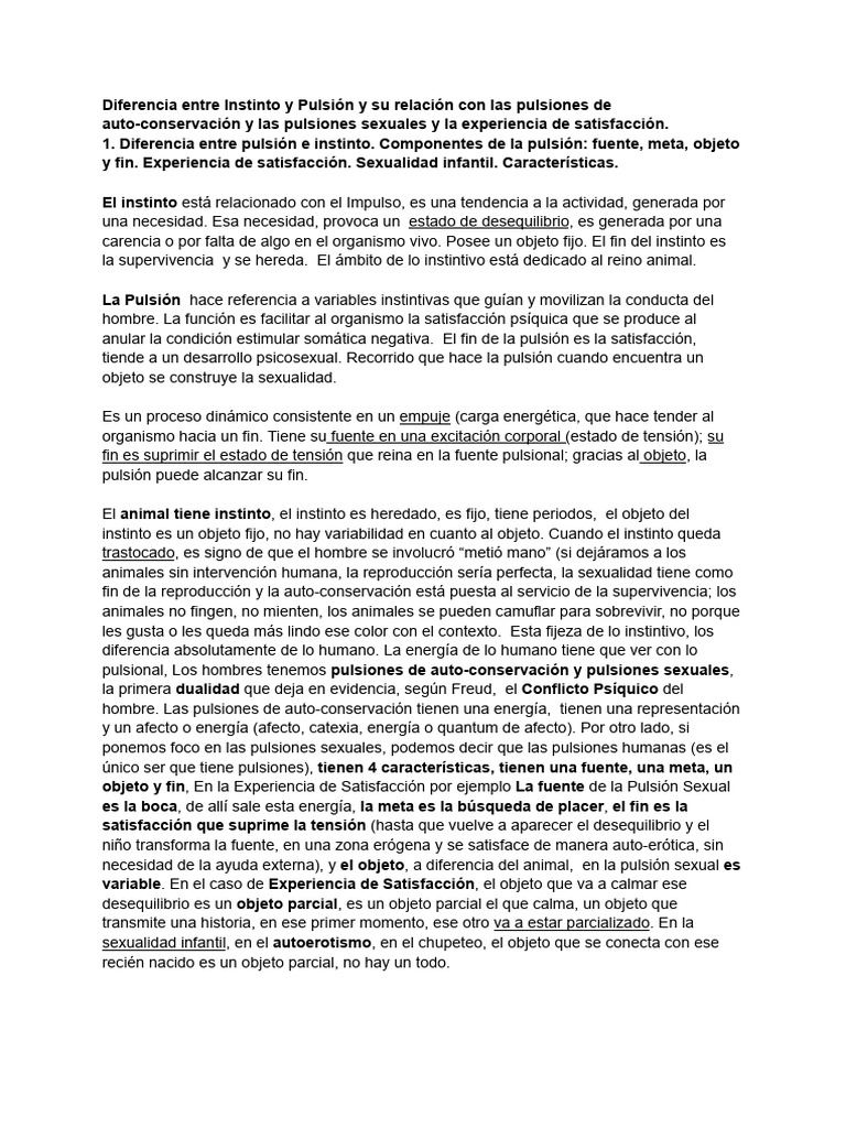Instinto vs Pulsión: Freud y Sexualidad Infantil | PDF | Mente ...