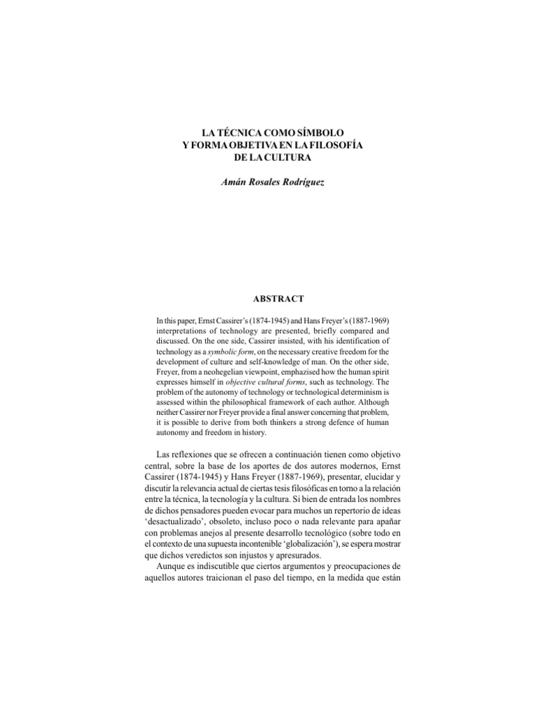 FREYER - La Tecnica Como Simbolo y Forma | PDF | Immanuel Kant | Realidad