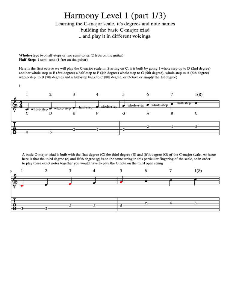 Harmony Level 1 Part 1 Building The C Major Triad in Different Voicings ...