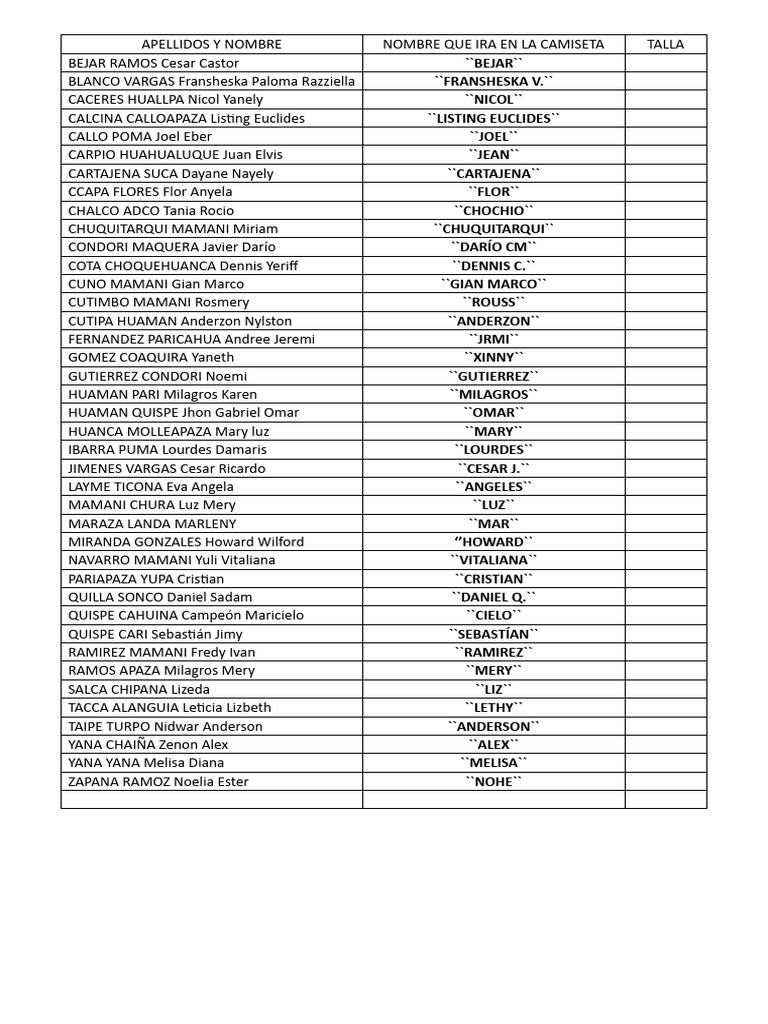 Apellidos y Nombres | PDF