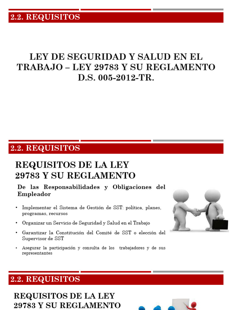 Ley de Seguridad Y Salud en El Trabajo - Ley 29783 Y Su Reglamento D.S. 005-2012-TR | PDF ...