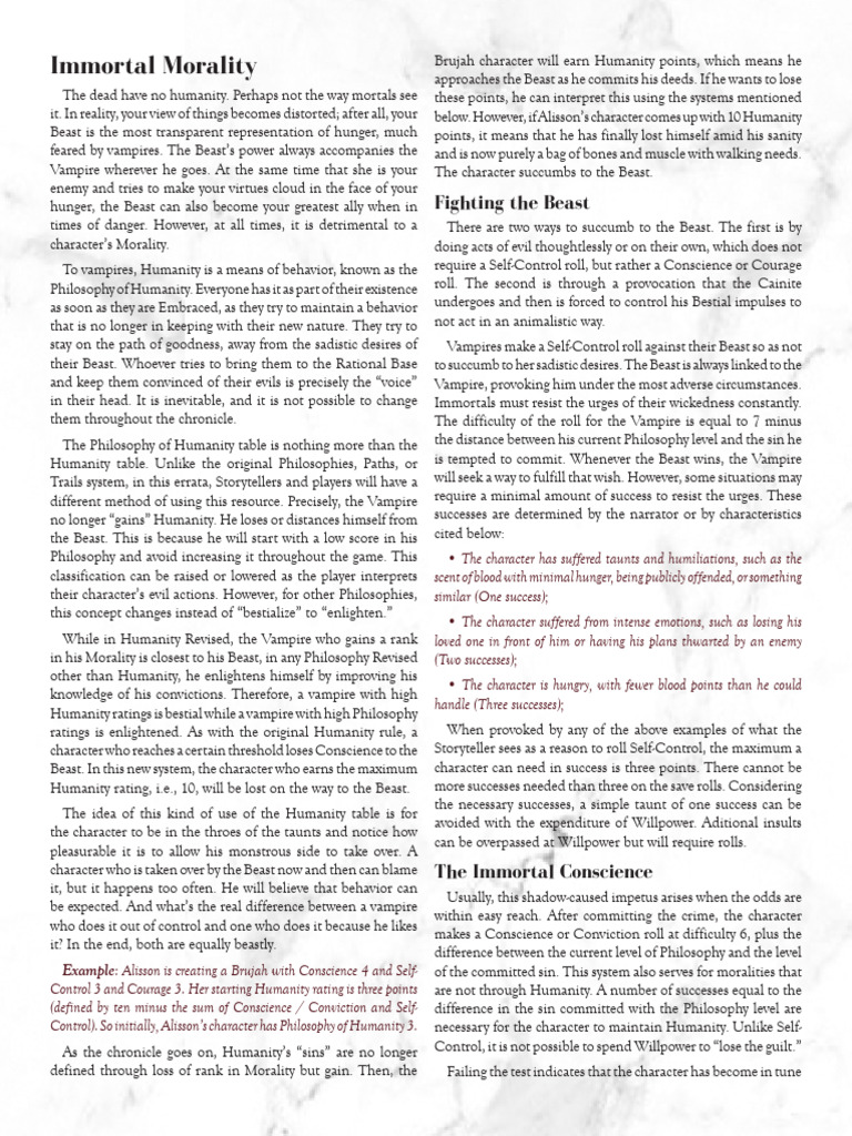 Classical Age Vampire - Humanity Revised | PDF | Self-Management | Self ...