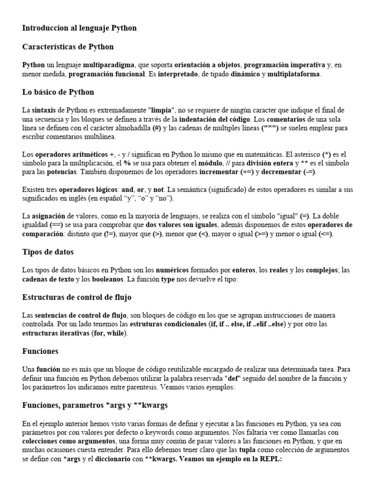 Introduccion Al Lenguaje Python | PDF | Python (lenguaje de programación) | Lenguaje de programación