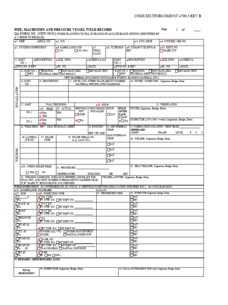 QA FORM 20c | PDF | Welding | Construction