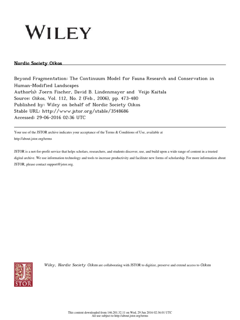 Beyond Fragmentation - The Continuum Model For Fauna Research and ...