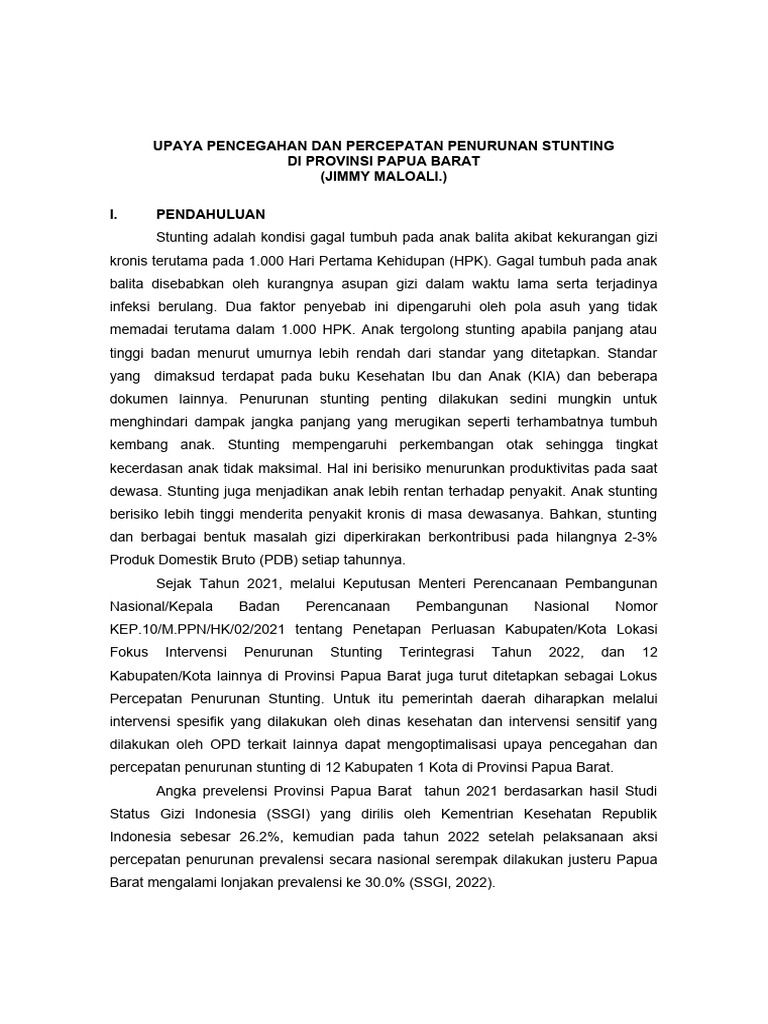 Upaya Pencegahan Dan Percepatan Penurunan Stunting | PDF
