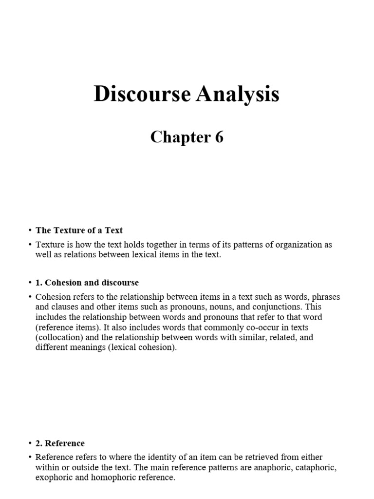 Discourse Analysis 6 | PDF | Word | Pronoun