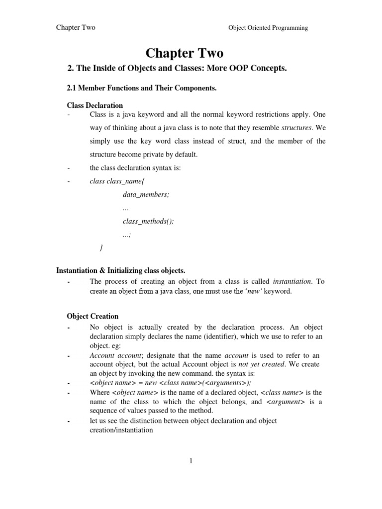 Chapter Two The Inside of Objects and Classes More OOP Concepts | PDF ... Chapter Two The Inside of Objects and Classes More OOP Concepts | PDF ...