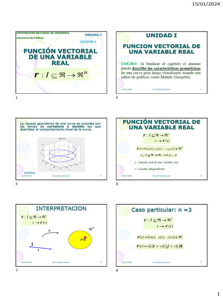 1 Curvas y Funciones Vectoriales | Descargar gratis PDF | Vector Euclidiano | Función (Matemáticas)