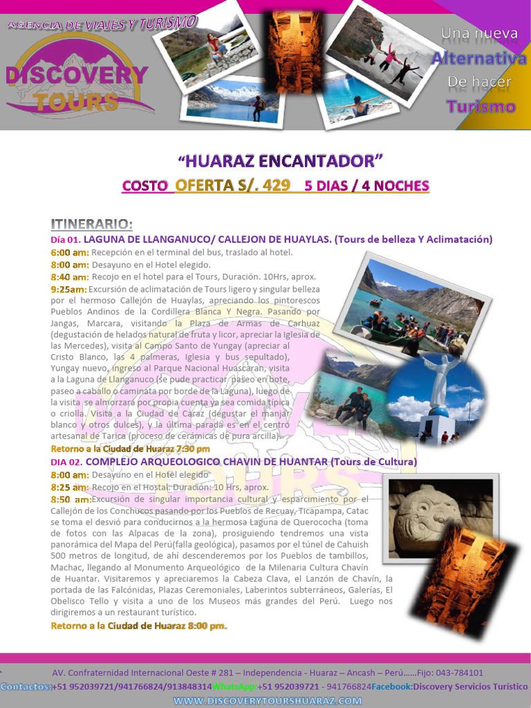 001-005-1-15-07-023 HUARAZ ENCANTADOR 5D Y 4N, Ll-Ch-Pas-69-City, Todo ...