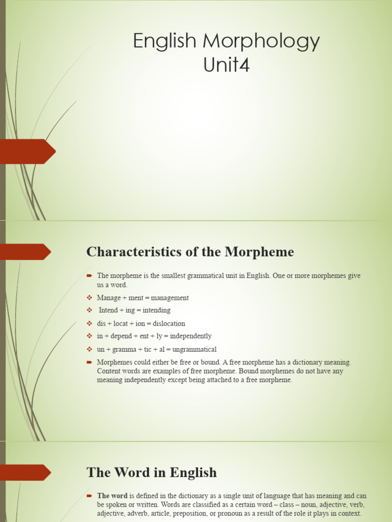 Morphology Unit4 | PDF | Verb | Adverb