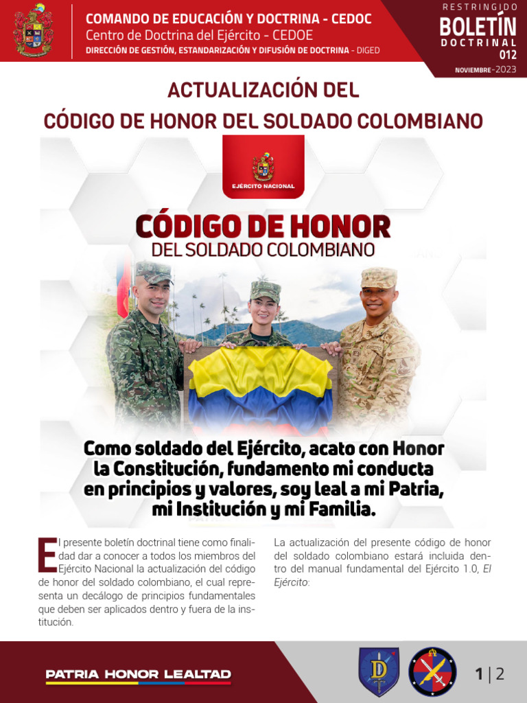 Código de Honor Del Soldado | PDF | Colombia | Gobierno