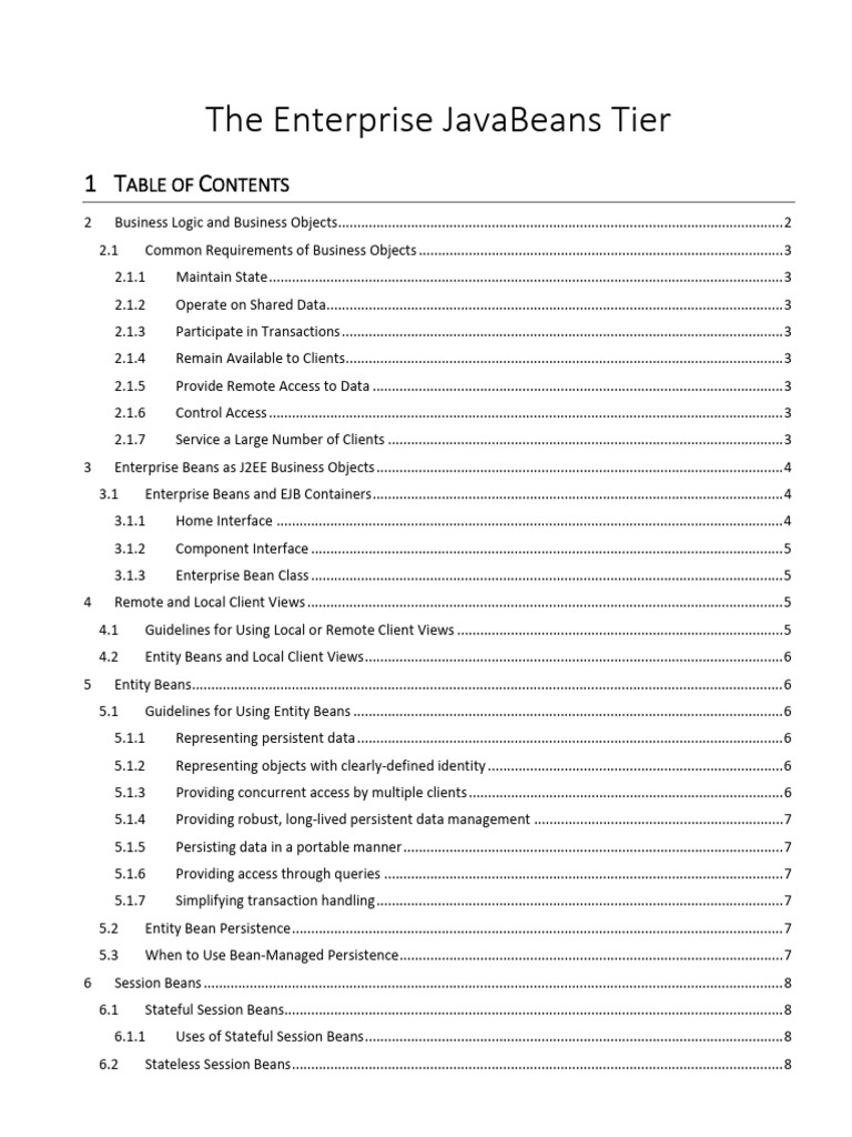 6 The Enterprise JavaBeans Tier | PDF | Databases | Object (Computer ...