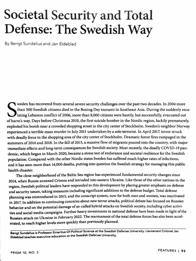 6 - Societal Security and Total Defense The Swedish Way | PDF