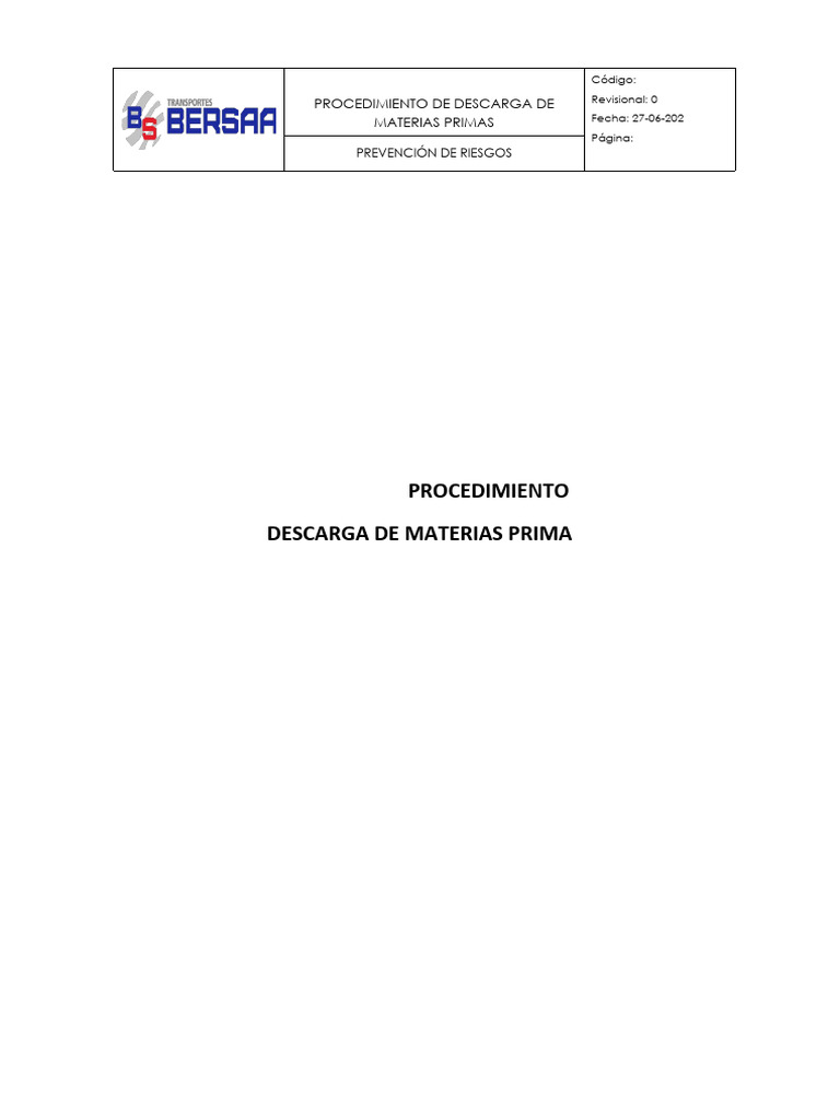 Procedimiento Descarga de Materias Primas | PDF | Business | Camión