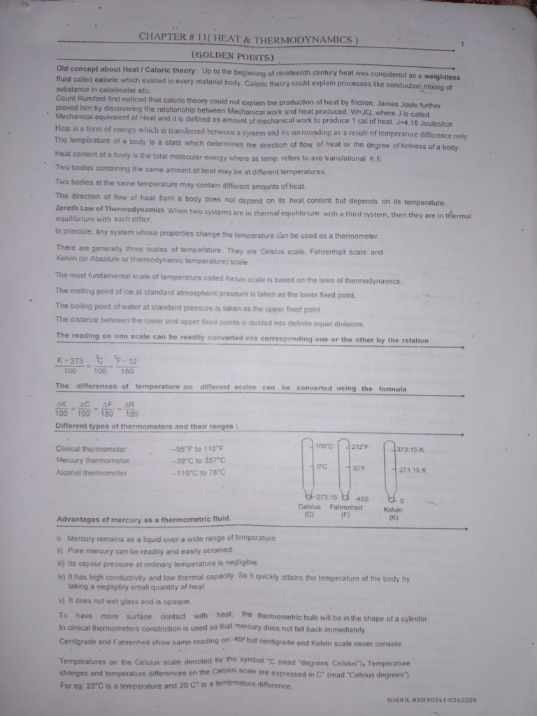 Physics Chapter 1 | PDF | Heat | Gases