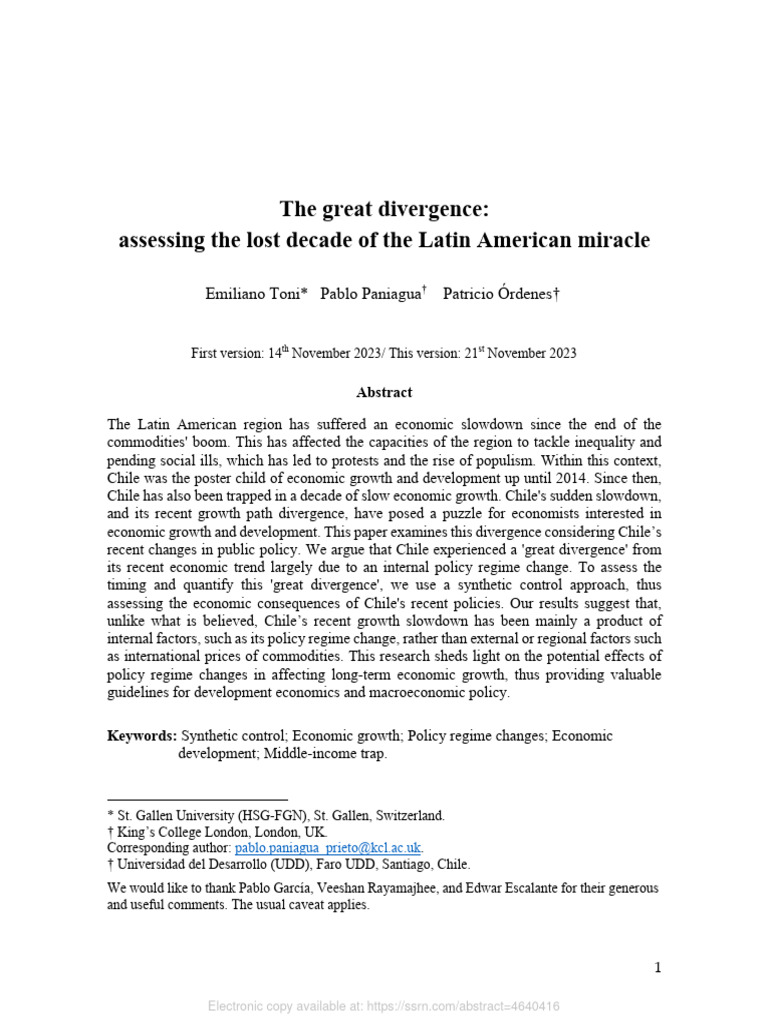 The Great Divergence - Assessing The Lost Decade of The Latin American ...