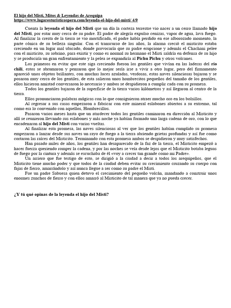 El Hijo Del Misti | PDF | Tierra