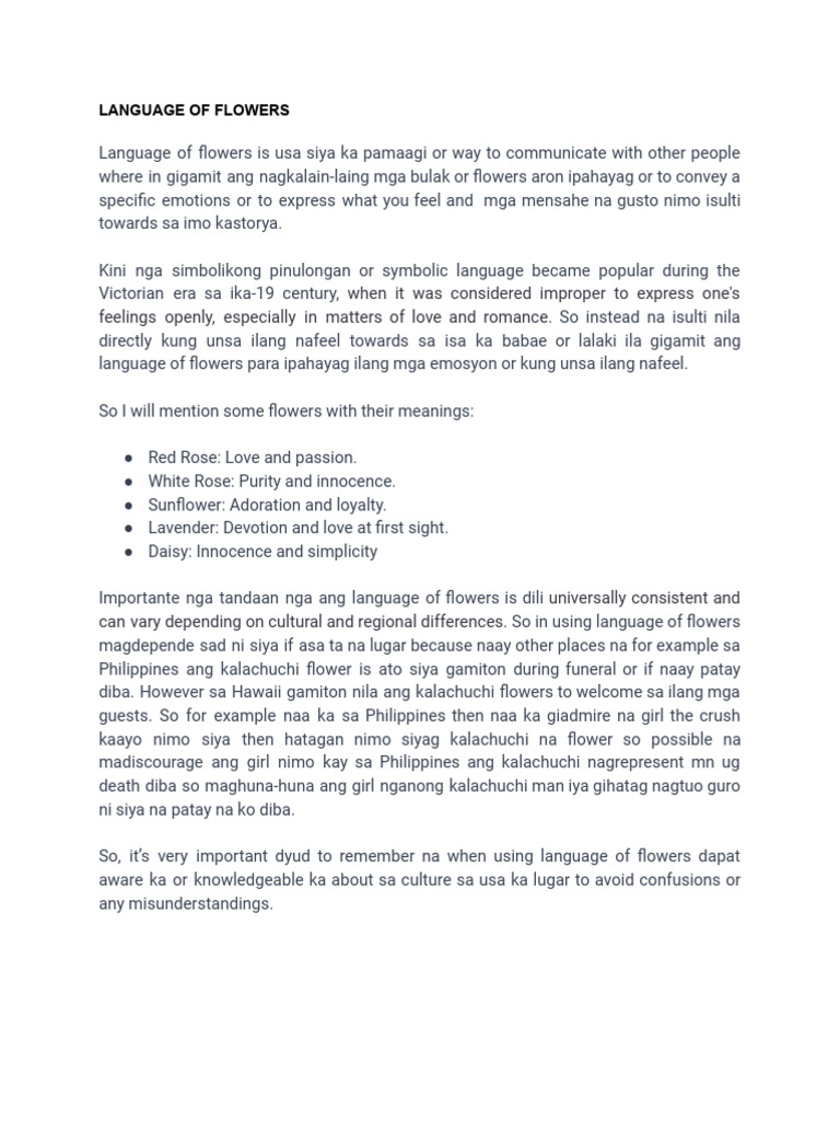 Language of Flowers | PDF