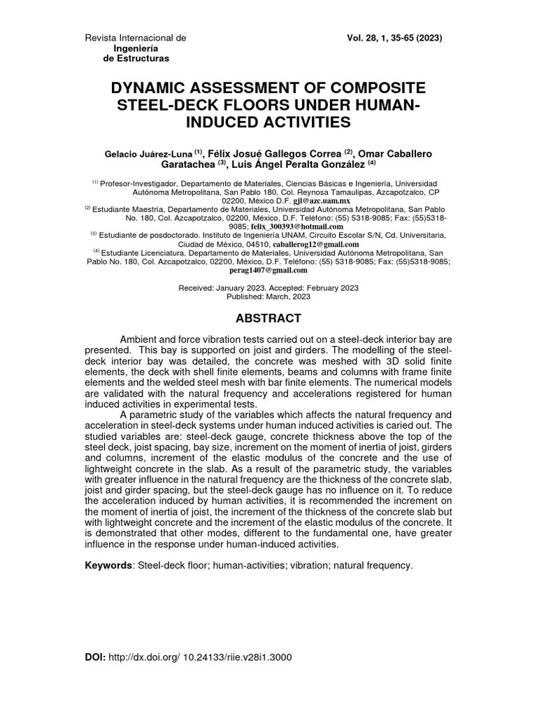 Evaluación Dinámica de Losacero | PDF | Structural Engineering | Classical Mechanics