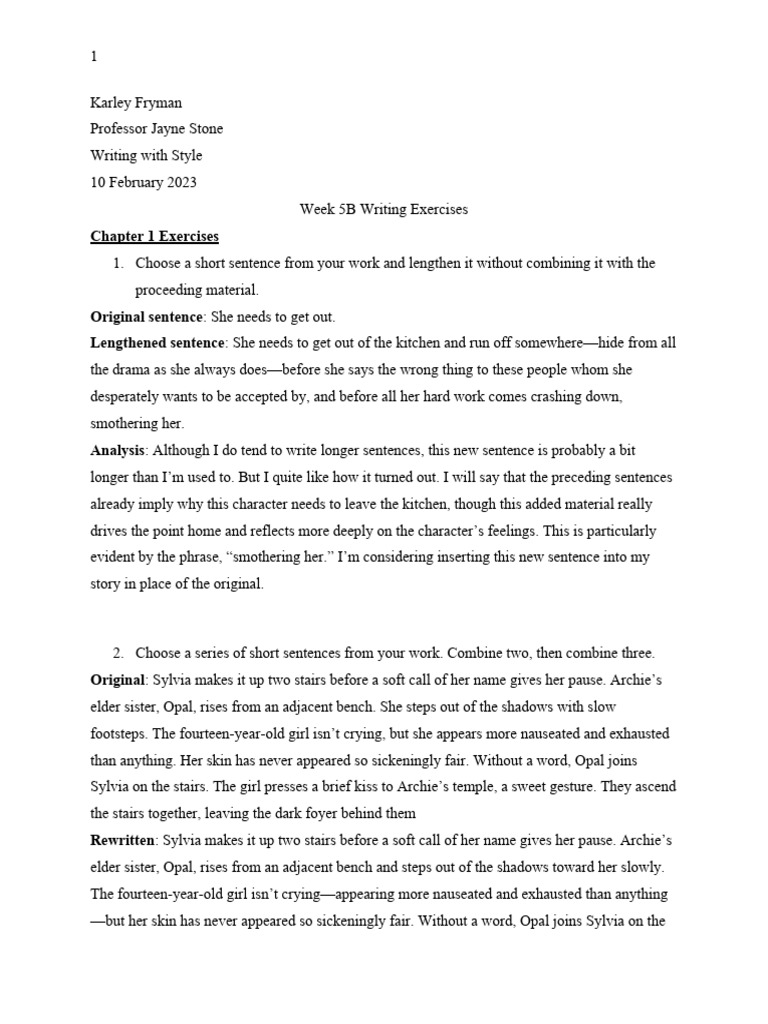 Week 5B Writing Exercises | PDF